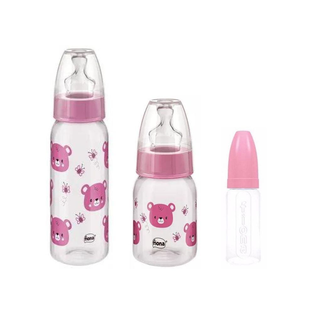 Kit Mamadeiras Fiona c/3 Orto Rosa/Ursos 807531 - Lari Moon